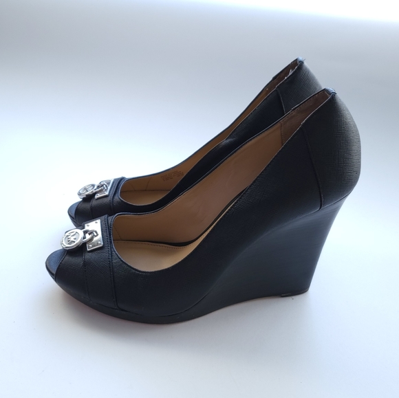Michael Kors | Shoes | Michael Kors Hamilton Peeptoe Wedges | Poshmark